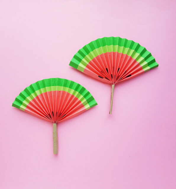 Watermelon Fan Paper Craft * Moms and Crafters