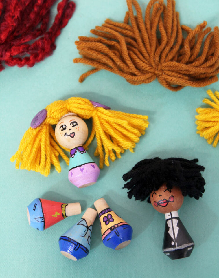 DIY Wooden Peg Dolls - Mix & Match * Moms and Crafters