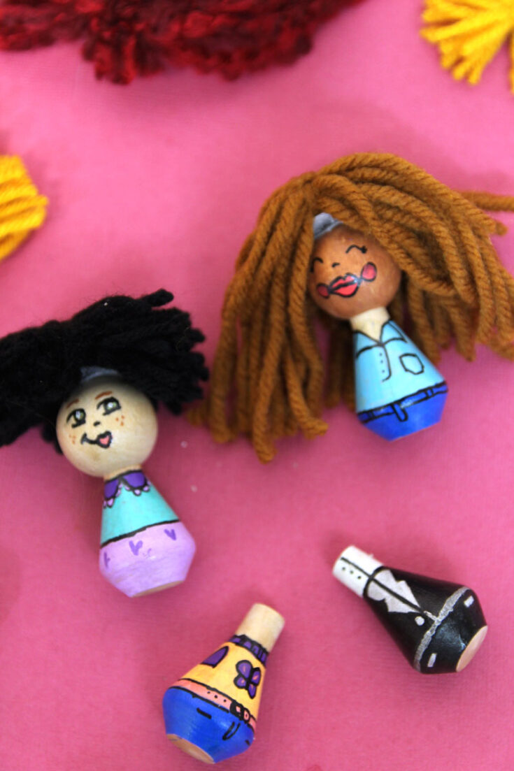 DIY Wooden Peg Dolls - Mix & Match * Moms and Crafters