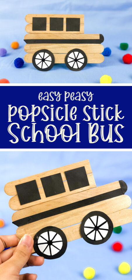 Easy School Bus Craft from Popsicle Sticks * Moms and Crafters
