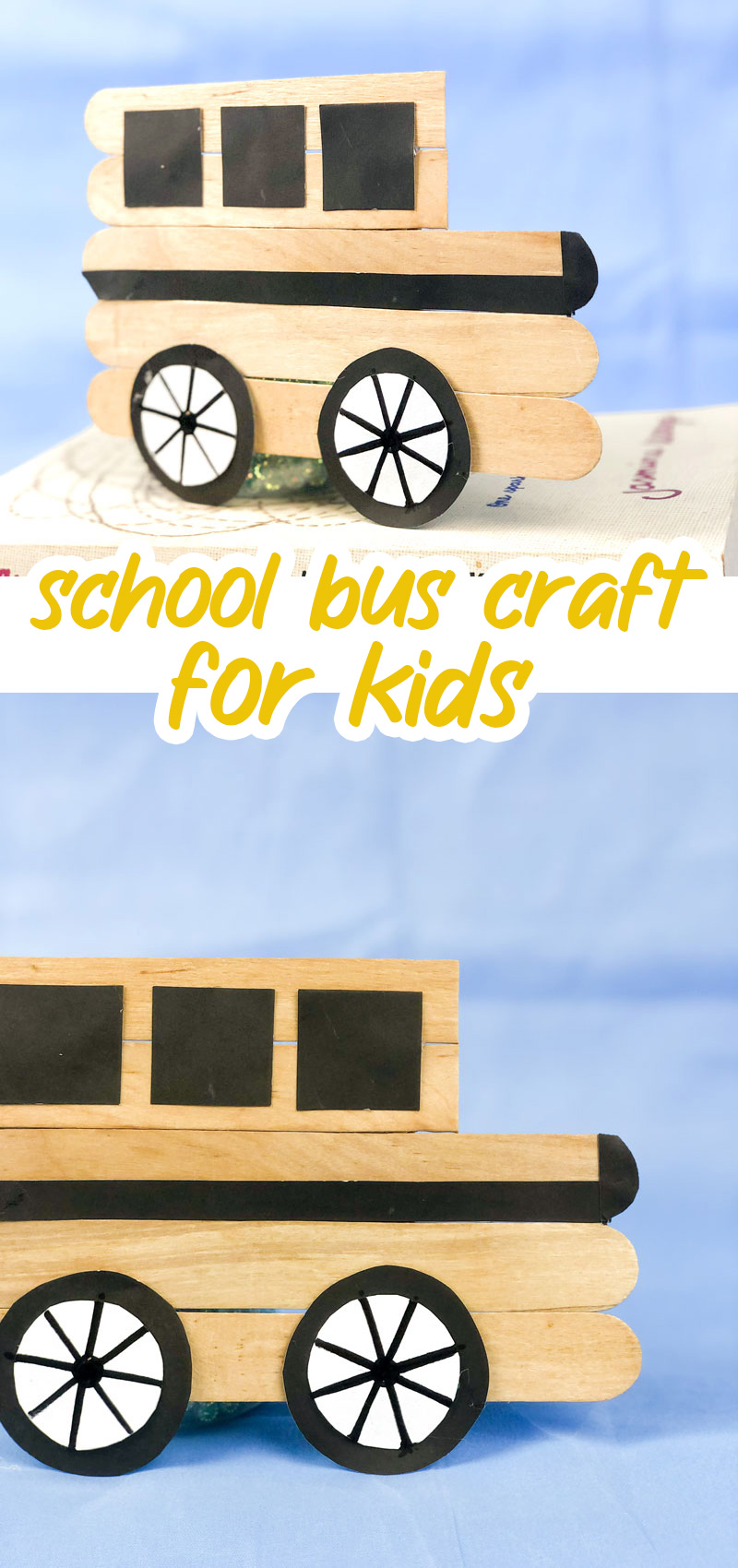 Easy School Bus Craft from Popsicle Sticks * Moms and Crafters