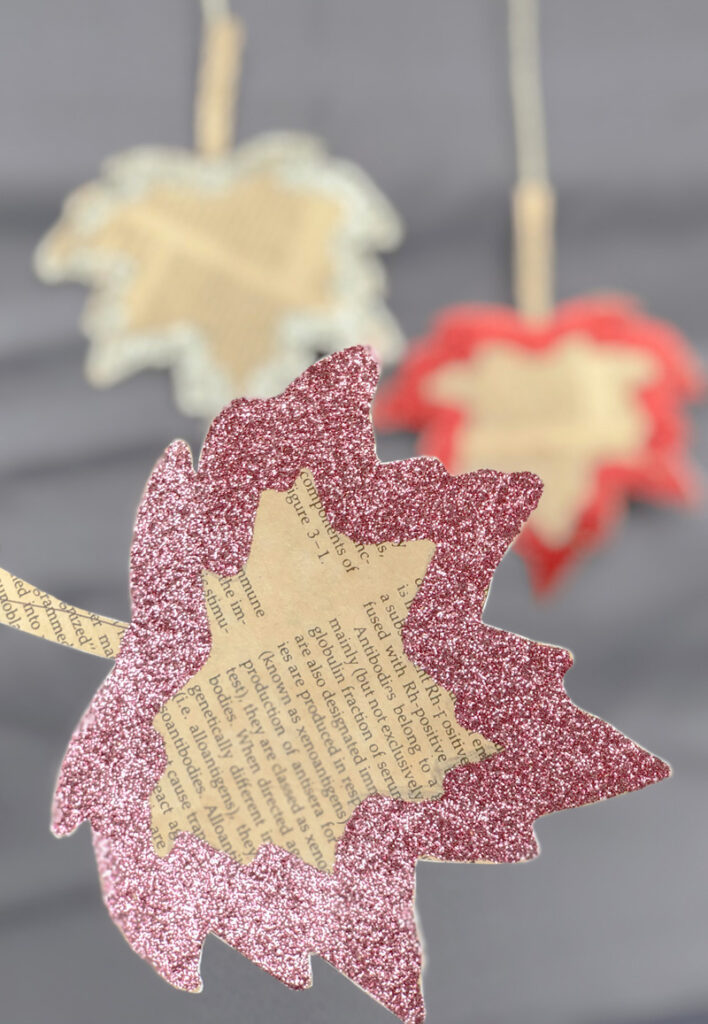 Glitter Leaves Craft - An Upcycled Book Craft * Moms and Crafters
