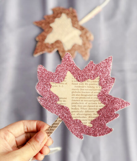 Glitter Leaves Craft - An Upcycled Book Craft * Moms and Crafters