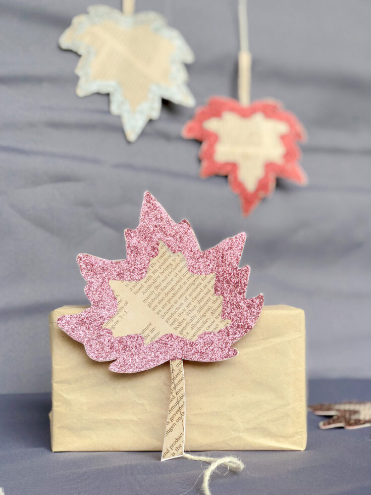 Glitter Leaves Craft - An Upcycled Book Craft * Moms and Crafters
