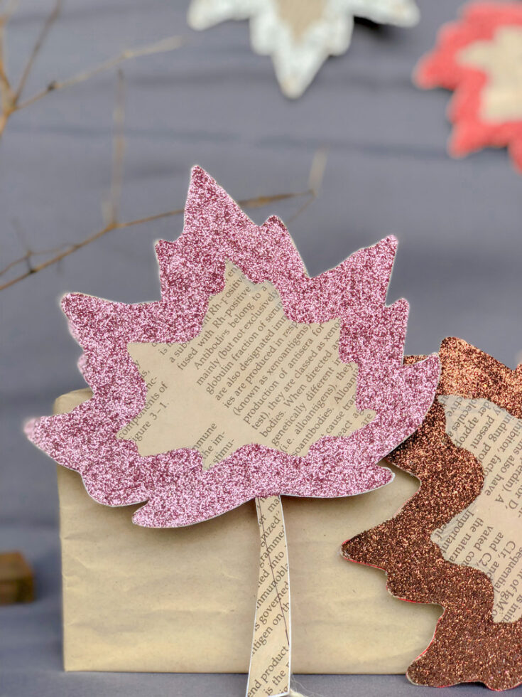 Glitter Leaves Craft - An Upcycled Book Craft * Moms and Crafters