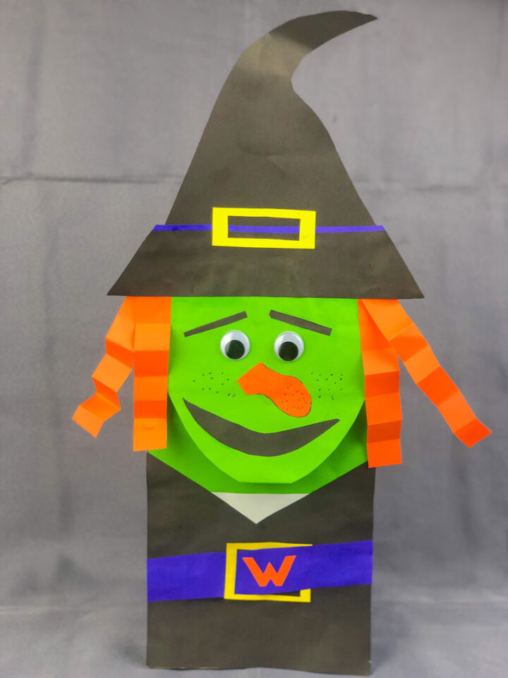 Witch Paper Bag Puppet + Free Template