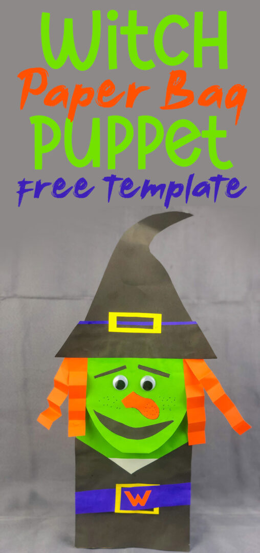 Witch Paper Bag Puppet + Free Template