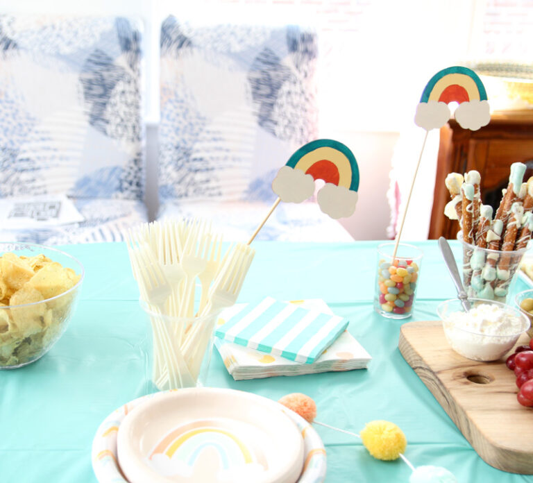 Pastel Rainbow First Birthday Party * Moms and Crafters