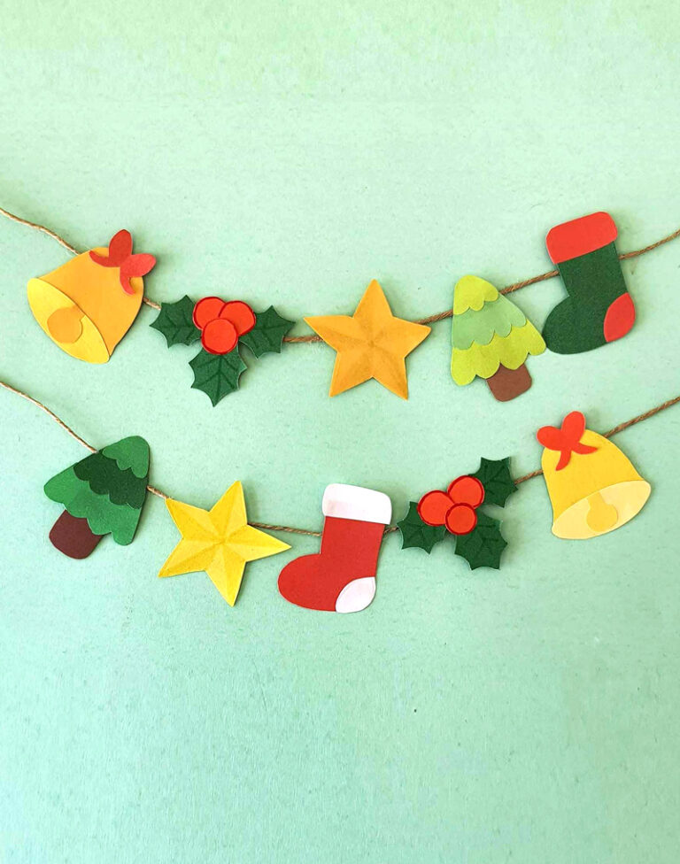 Paper Christmas Garland - Free Template * Moms and Crafters