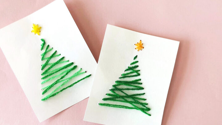 Stitched Christmas Cards - String Art * Moms and Crafters
