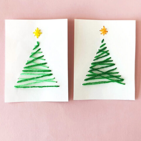 Stitched Christmas Cards - String Art * Moms and Crafters