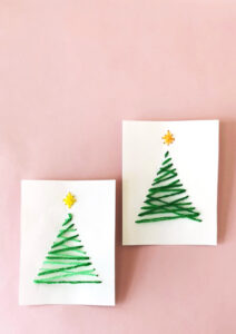 Stitched Christmas Cards - String Art * Moms and Crafters