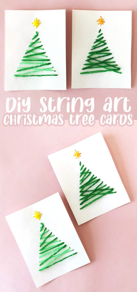 Stitched Christmas Cards - String Art * Moms and Crafters