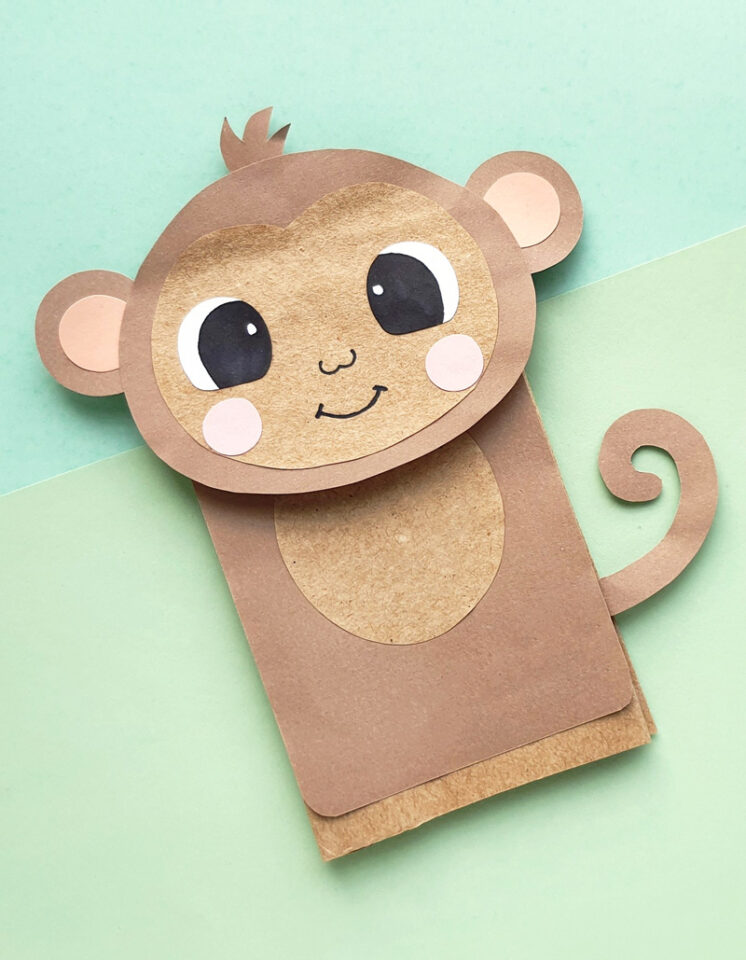 Paper Bag Monkey Puppet * Moms and Crafters