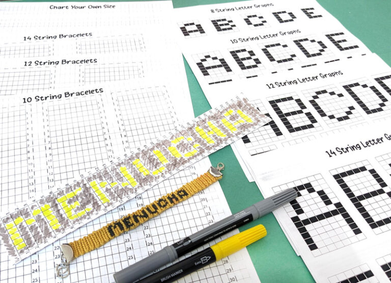 Name Friendship Bracelets with Free Printable Letter Graphs