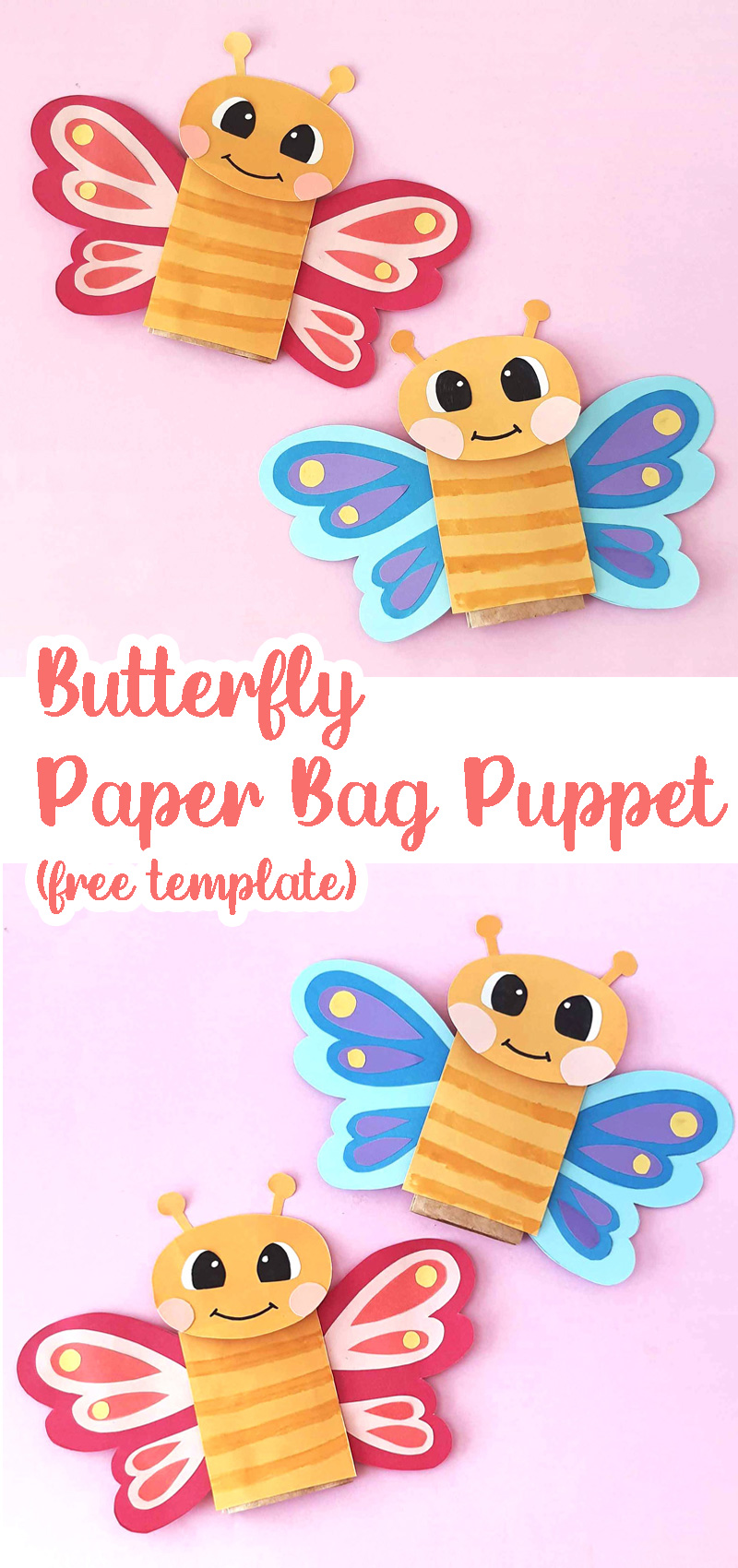 Butterfly Paper Bag Puppet * Moms and Crafters