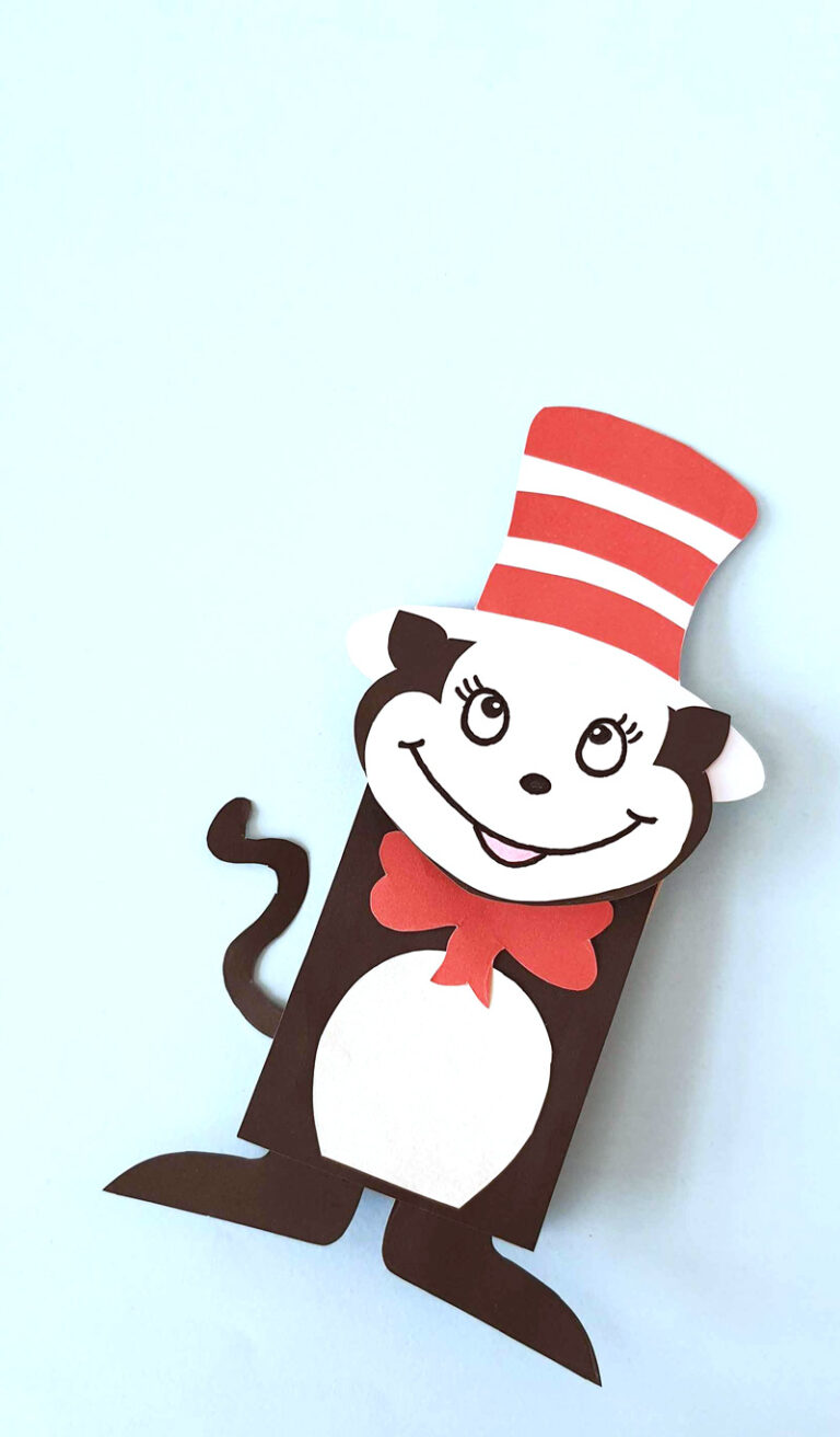 Paper Bag Cat in the Hat Puppet * Moms and Crafters