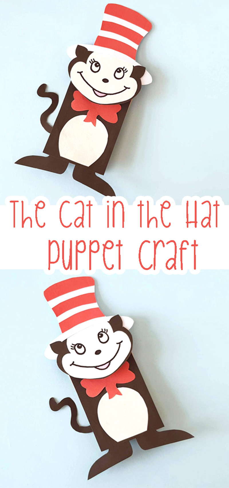 Paper Bag Cat in the Hat Puppet * Moms and Crafters