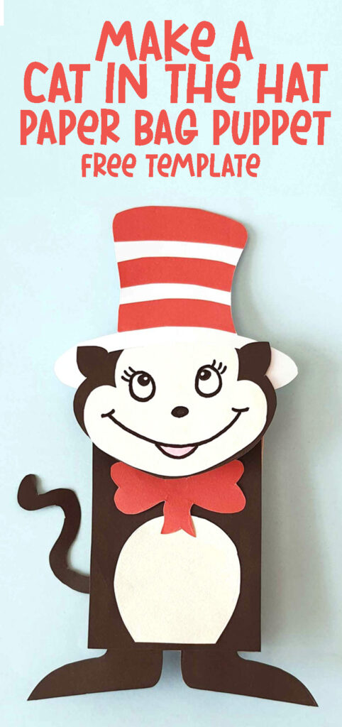Paper Bag Cat in the Hat Puppet * Moms and Crafters