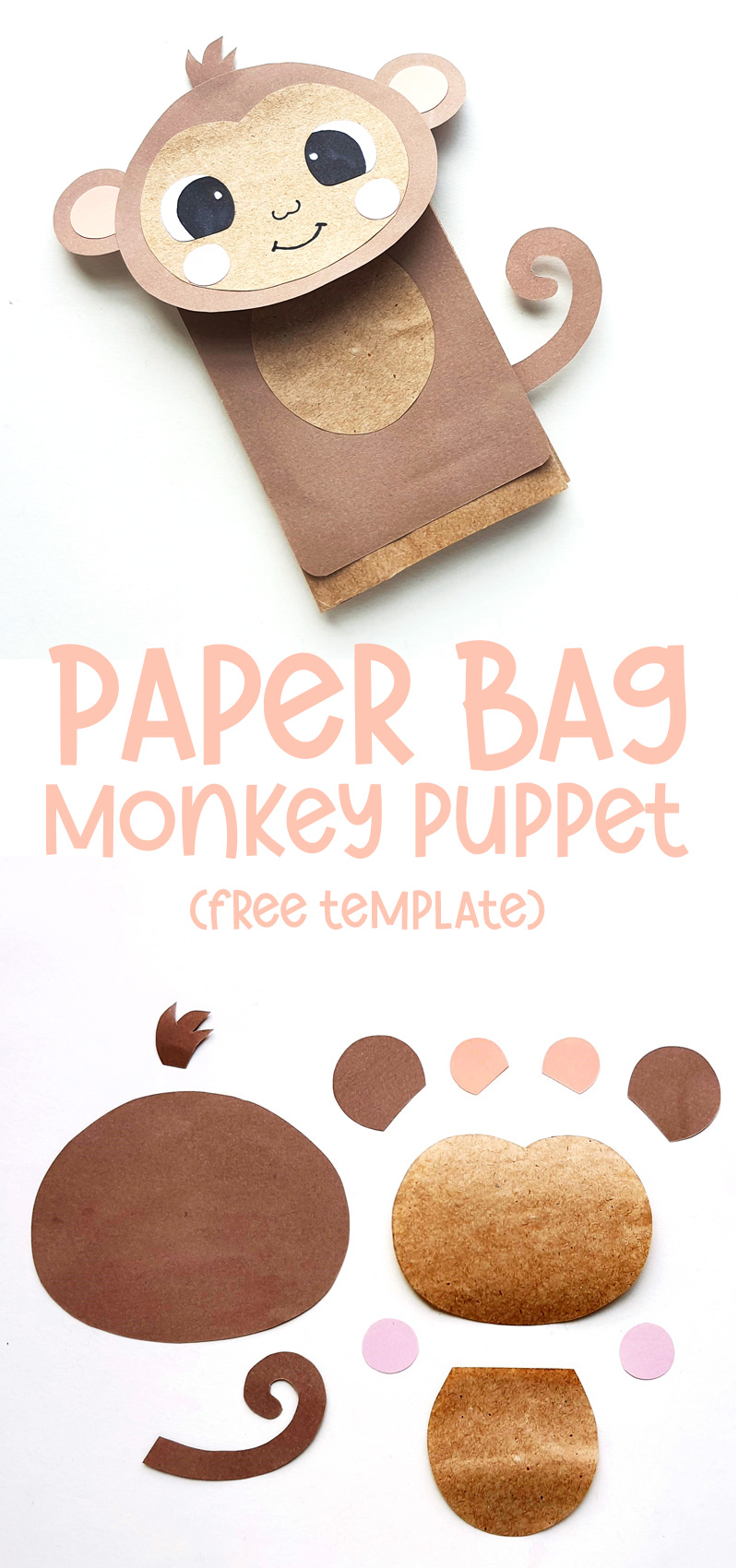 Paper Bag Monkey Puppet * Moms and Crafters
