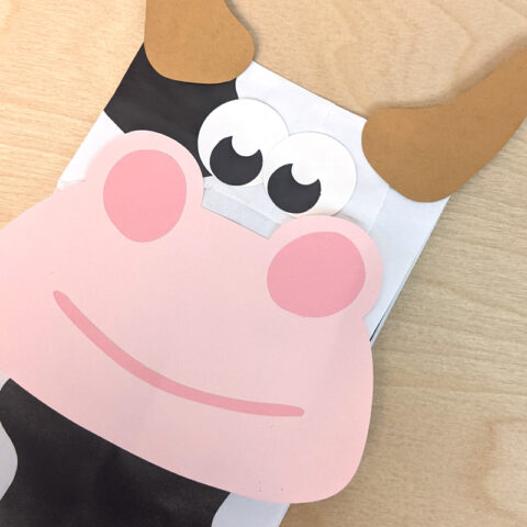Cow Paper Bag Puppet and Favor Bag * Moms and Crafters