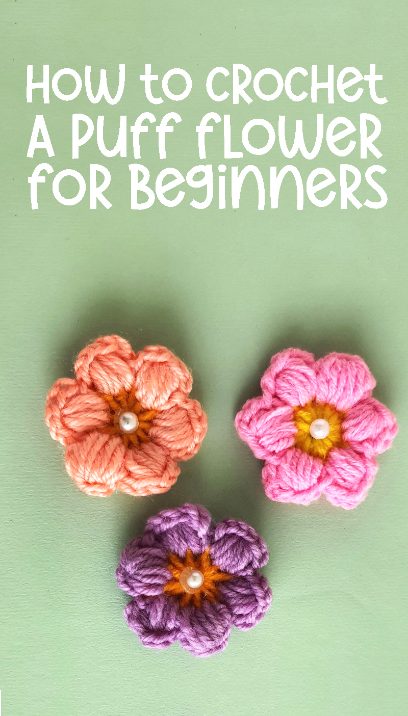 Crochet Puff Flower * Moms and Crafters