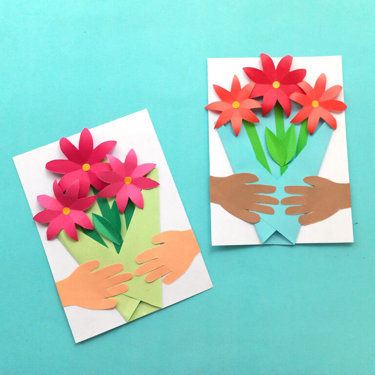 Paper Flower Card - Free Template * Moms and Crafters