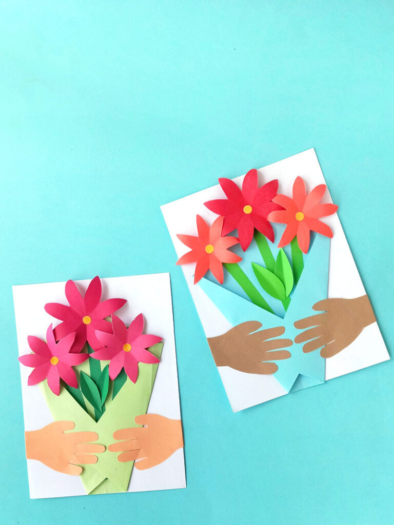 Paper Flower Card - Free Template * Moms and Crafters