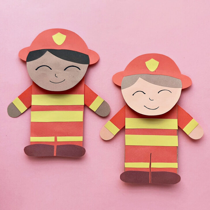 Fire Fighter Puppet - from a Paper Bag * Moms and Crafters