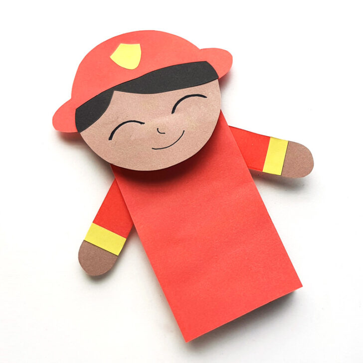 Fire Fighter Puppet - from a Paper Bag * Moms and Crafters
