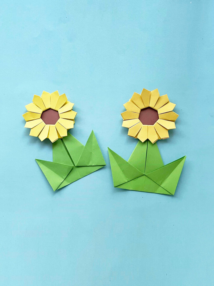 Simple Origami Sunflower Tutorial * Moms and Crafters