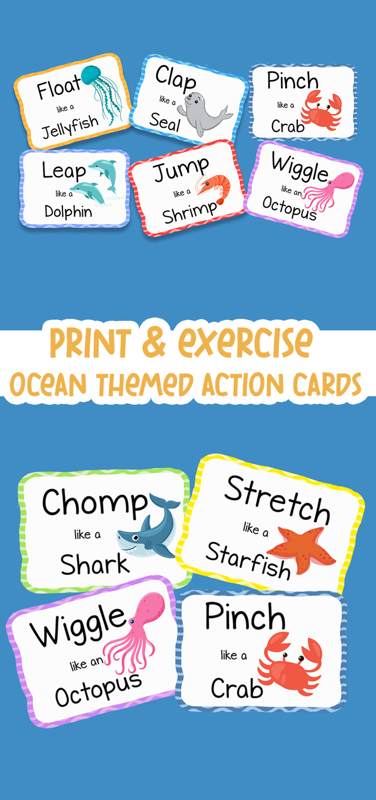 Ocean Action Cards for Kids * Free Printable!