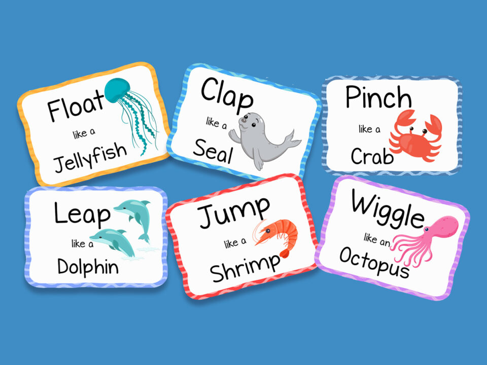 Ocean Action Cards for Kids * Free Printable!