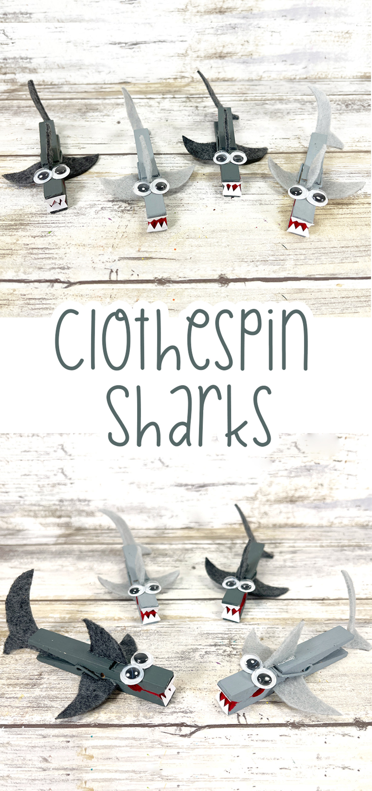 Clothespin Shark Craft for Kids * Moms and Crafters