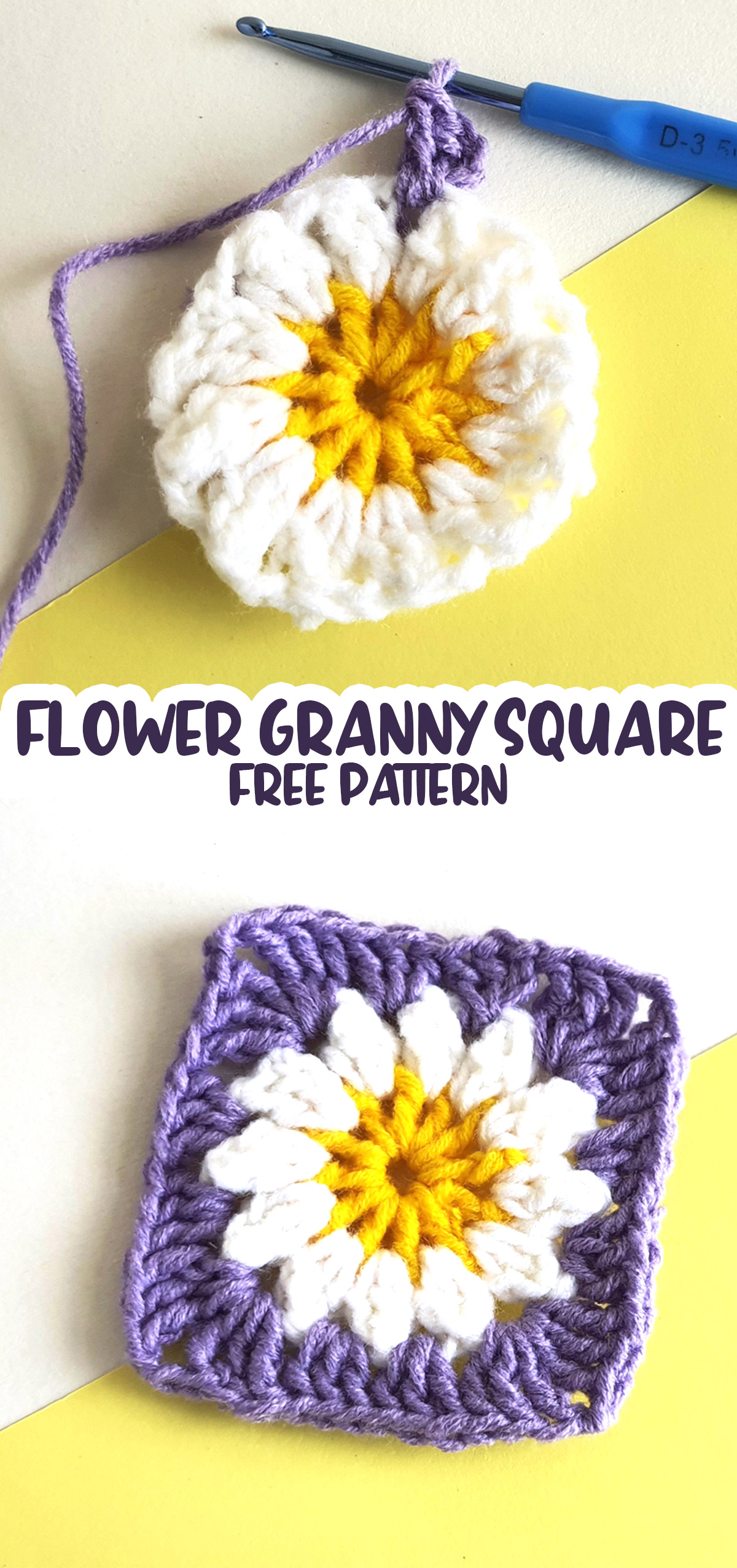 Flower Granny Square Crochet Pattern * Moms and Crafters