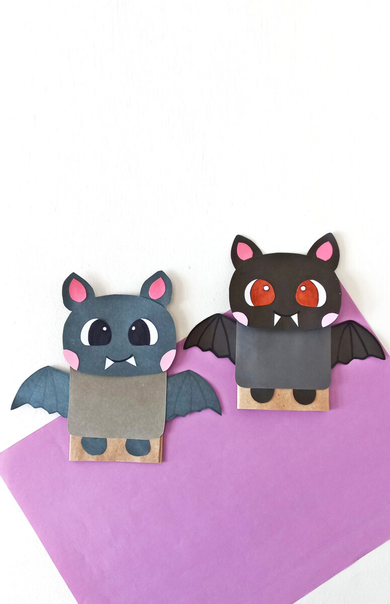 Paper Bag Bat Puppet Craft * Moms and Crafters