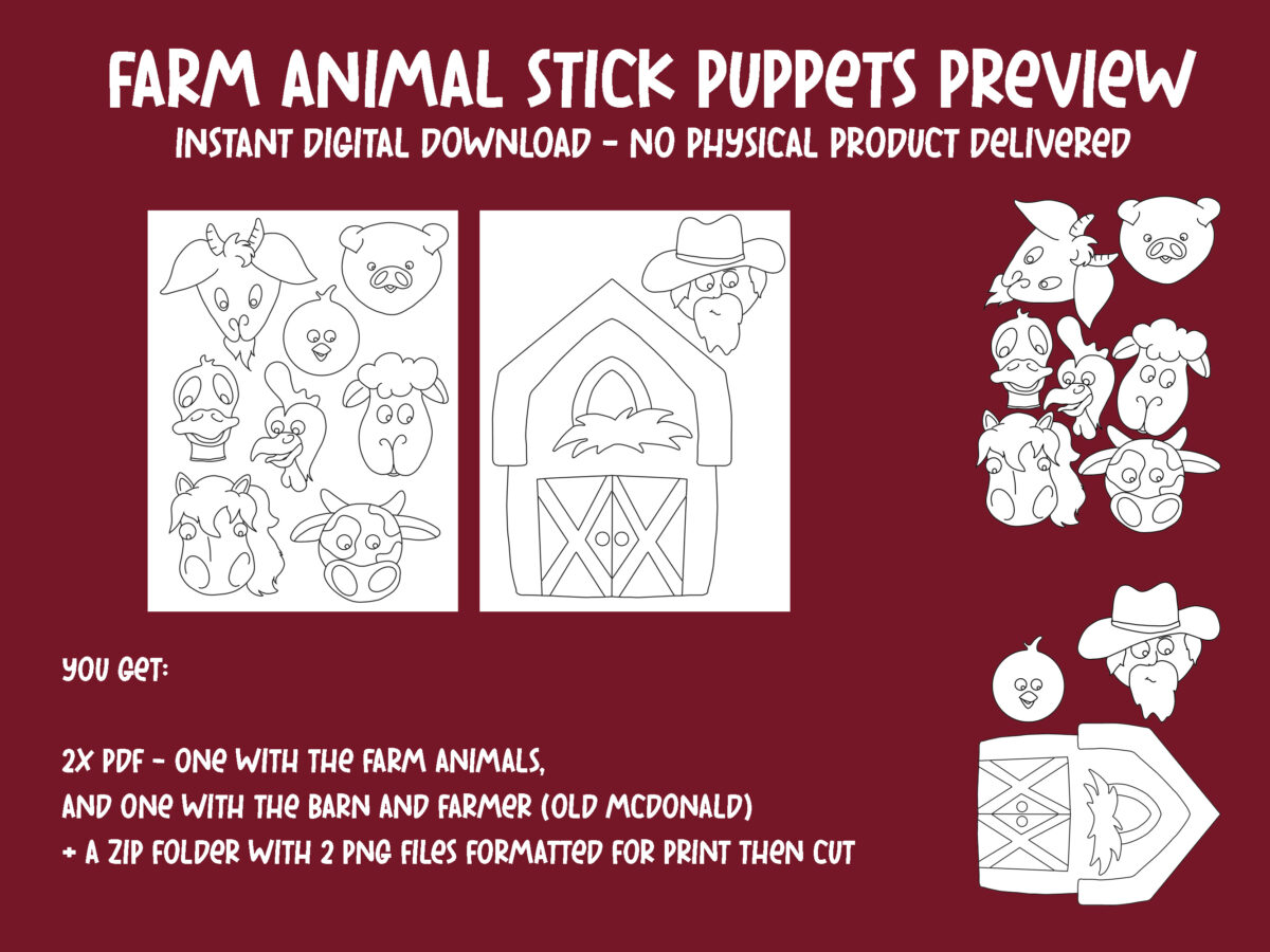 Farm Animal Stick Puppets * Moms and Crafters