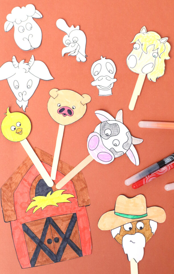 Farm Animal Stick Puppets * Moms and Crafters