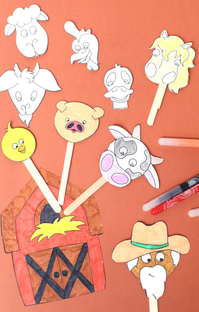 Farm Animal Stick Puppets * Moms and Crafters
