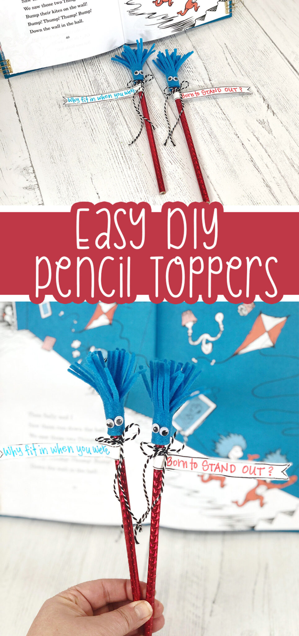 Dr Seuss Pencils Craft - Thing 1 & Thing 2 * Moms and Crafters