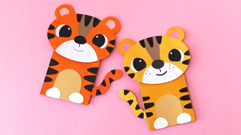 Paper Bag Tiger Puppet * Moms and Crafters