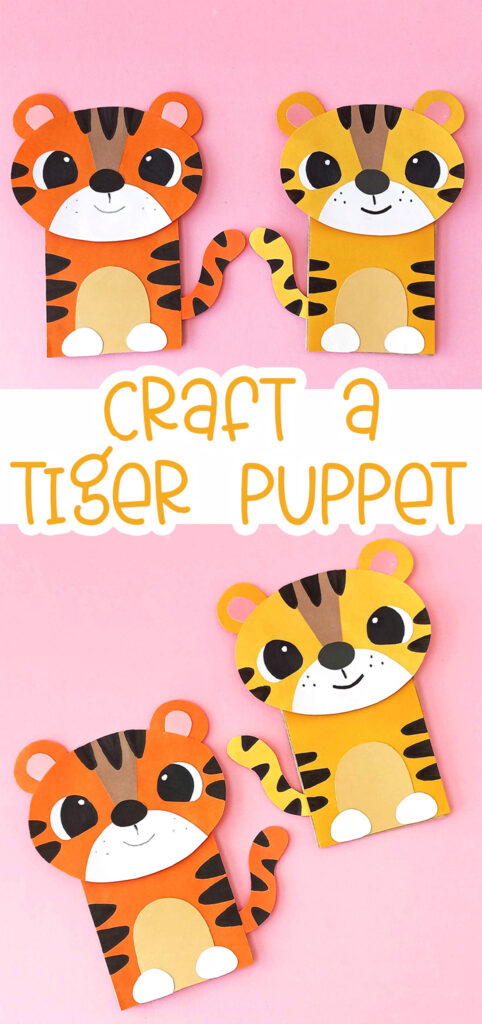 Paper Bag Tiger Puppet * Moms and Crafters