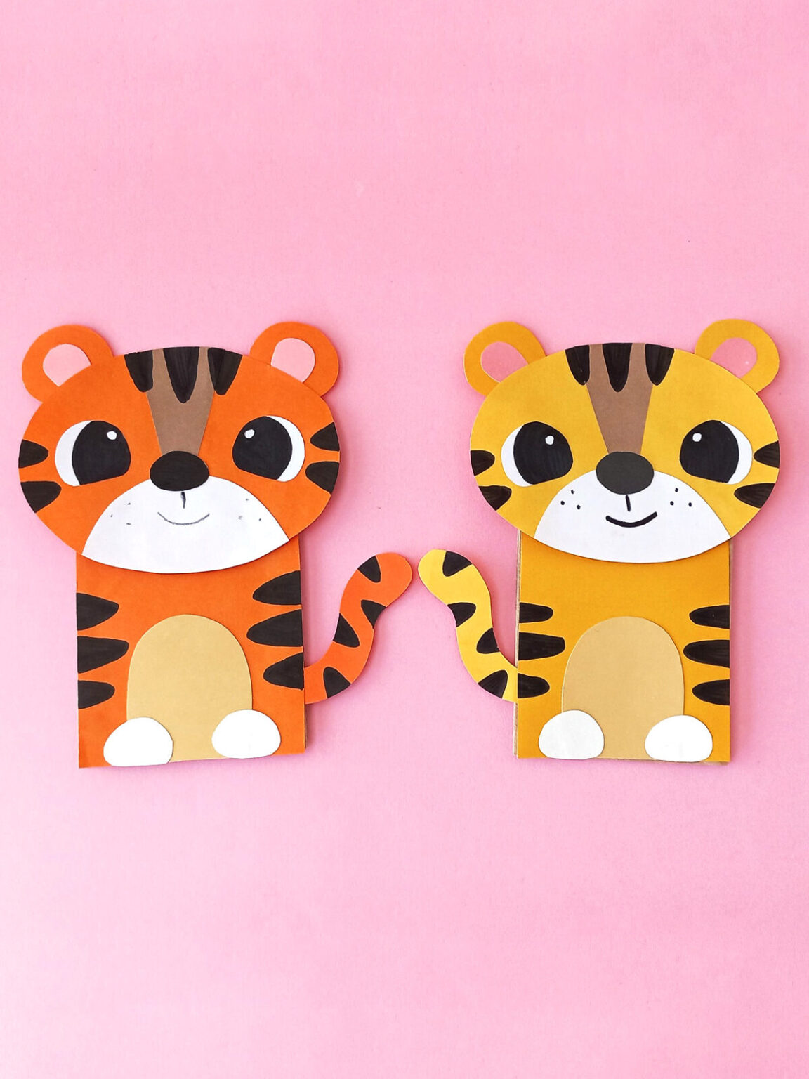 Paper Bag Tiger Puppet * Moms and Crafters