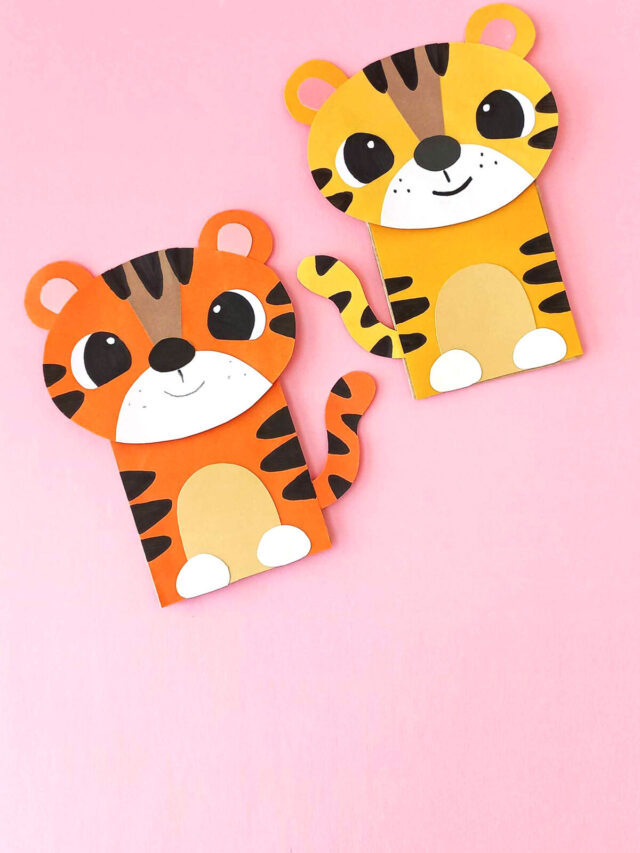 Paper Bag Tiger Puppet * Moms and Crafters
