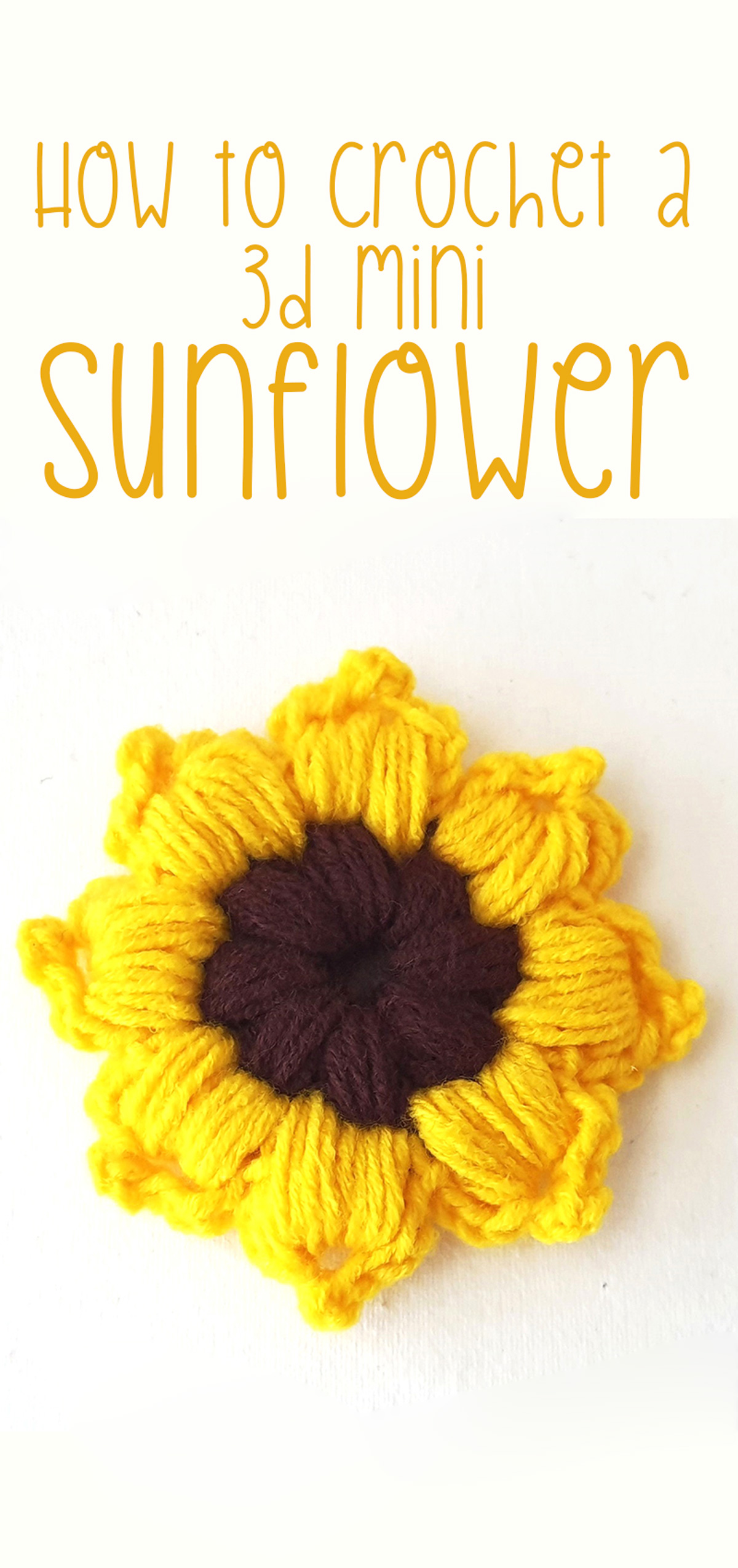Mini 3D Crochet Sunflower Pattern * Moms and Crafters